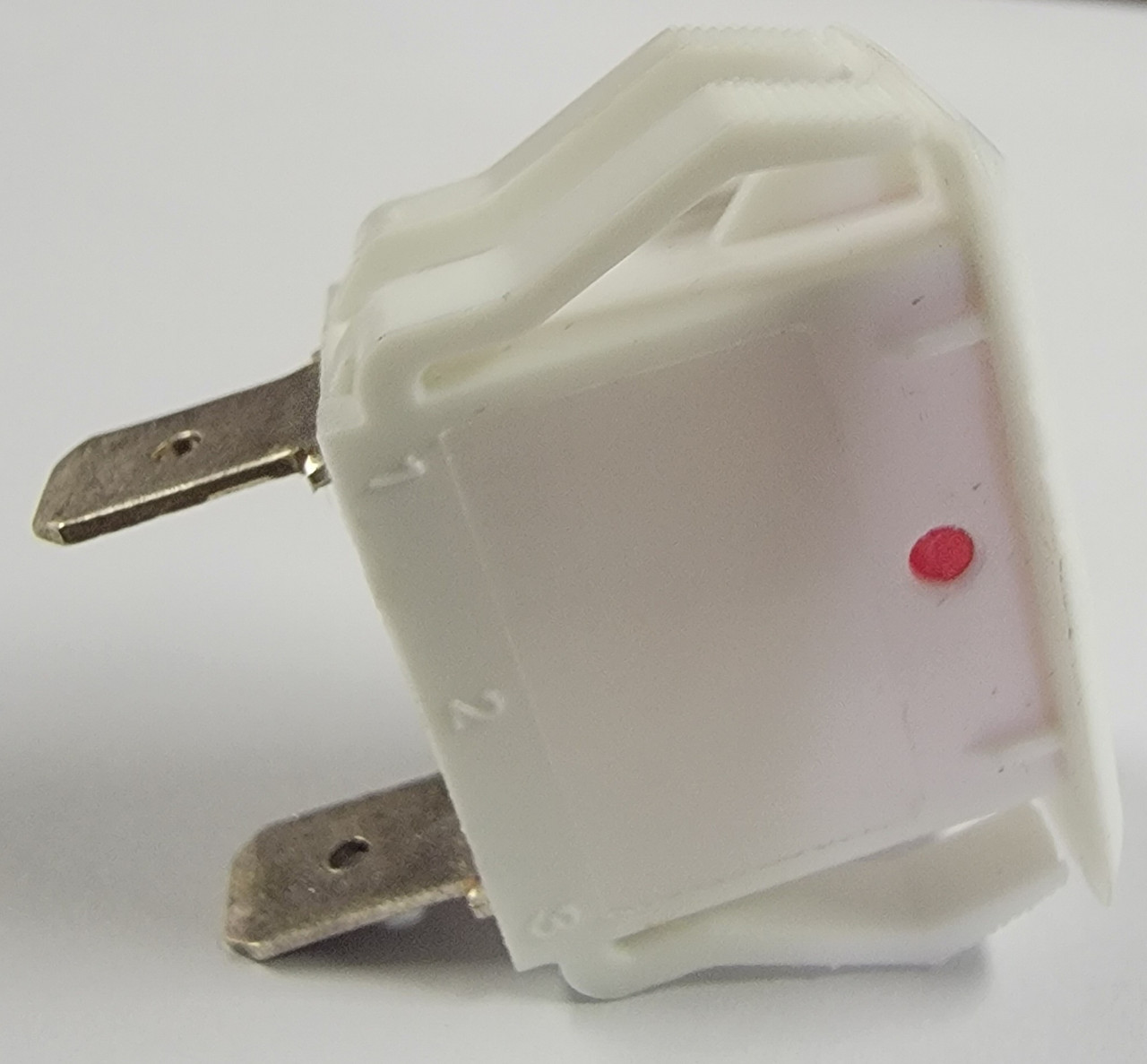 12 Volt Red Rectangular Indicator Light, White Base, Spade Terminals