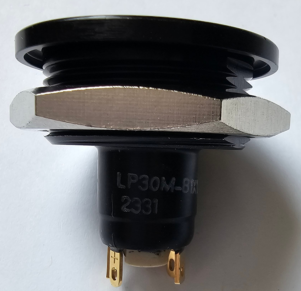 12 Volt White Illuminated Low Profile Dome Push Button, Normally Open