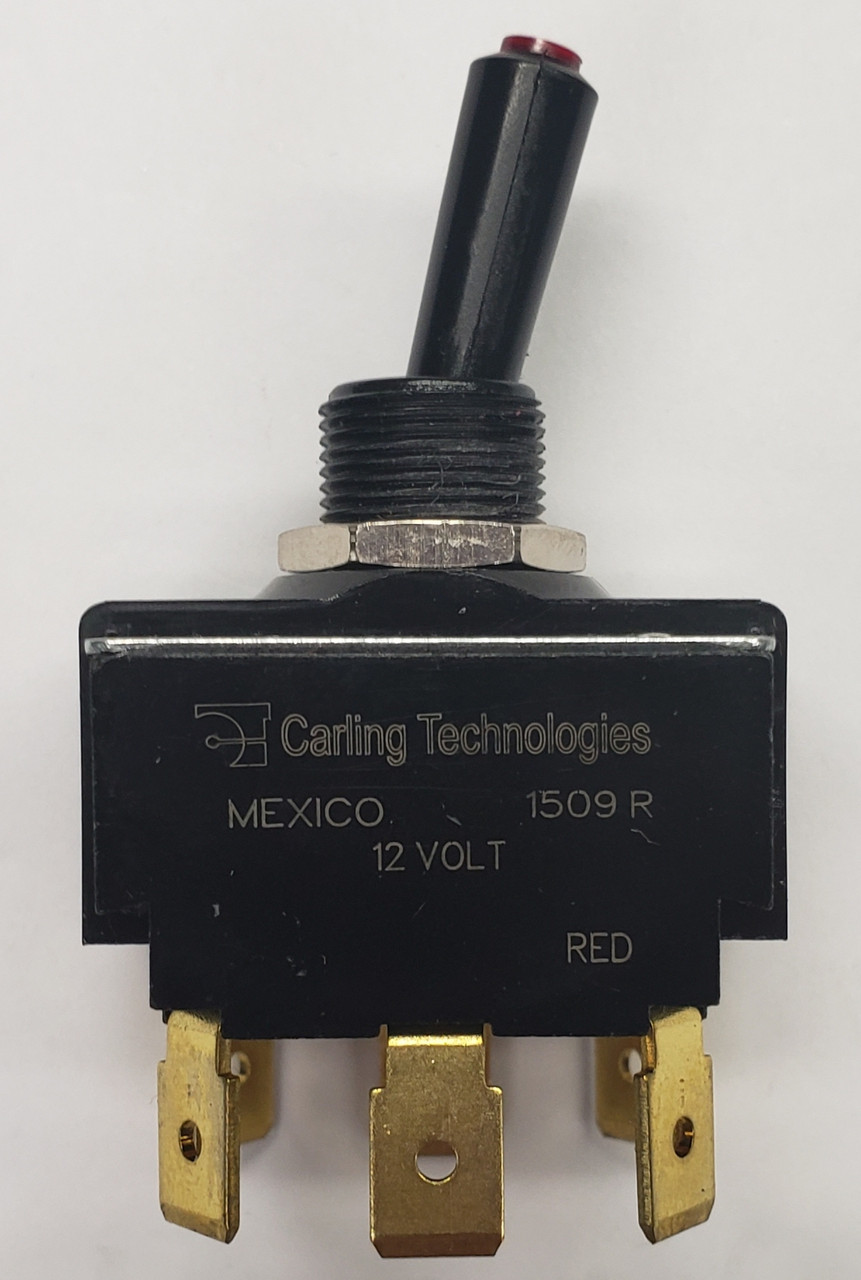 LT-2561-701-012 Carling Red Lit Tip toggle switch, On-Off-On, 12 Volt