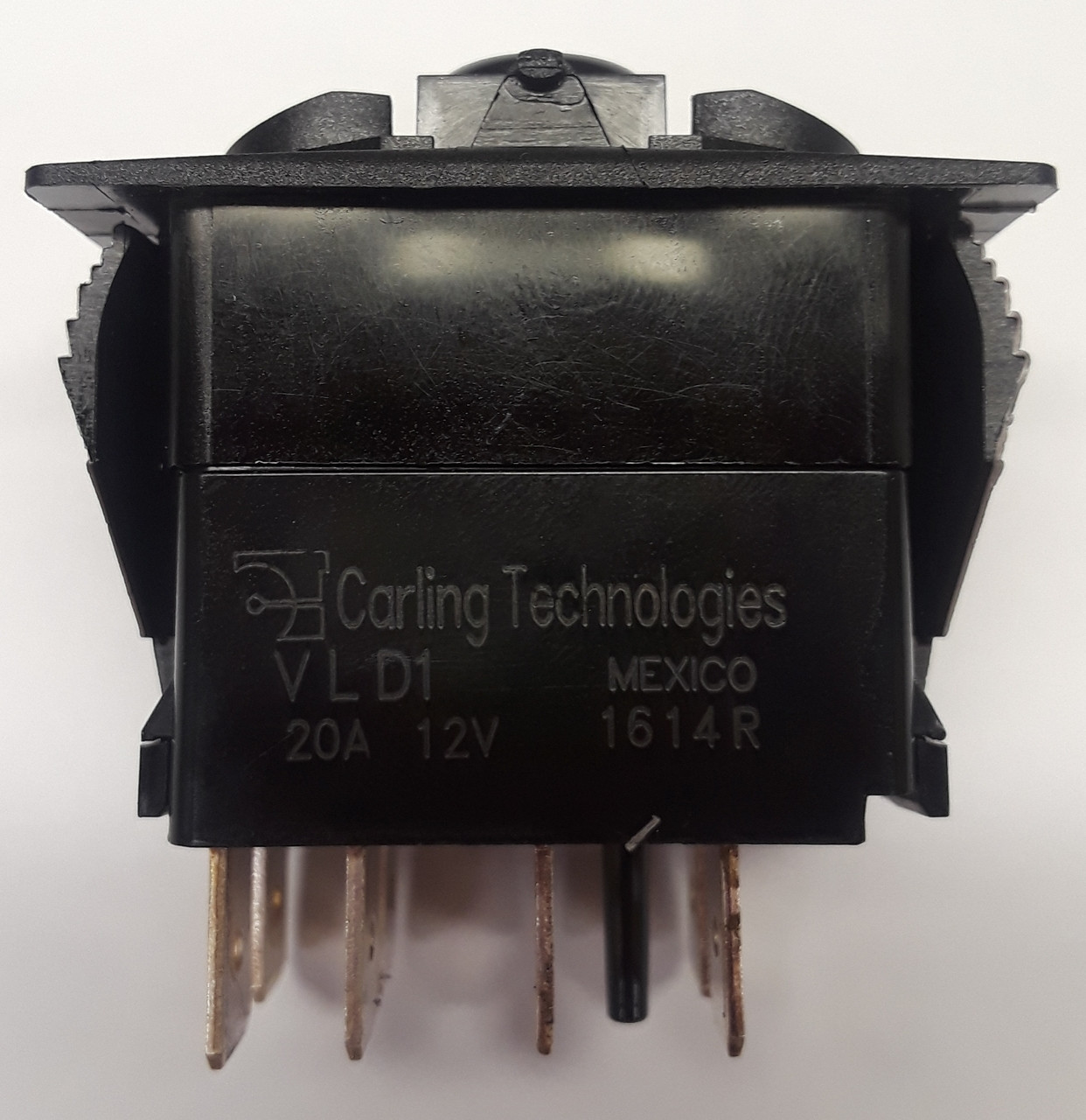 VLD1G66B-00000-000 Carling V Series Illuminated Rocker, DPDT, Momentary