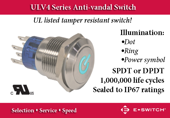 E-Switch Introduces UL Listed Anti-Vandal Switch ULV4 - Spemco Switches
