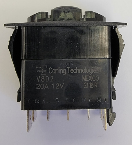 V8D2UHHB Carling V Series Double Momentary Rocker Switch, 2 Green Leds