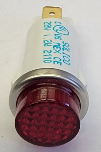 3039-3-11-38310 Solico 28 Volt Red Incandescent Round Indicator Light, Spade Terminals