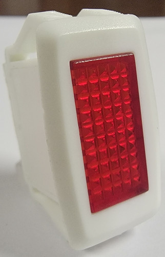 12 Volt Red Rectangular Indicator Light, White Base, Spade Terminals