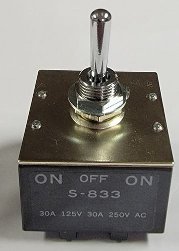 S-833 NKK 30 Amp Box Toggle Switch, 3 Pole On-Off-On, Screw Terminals