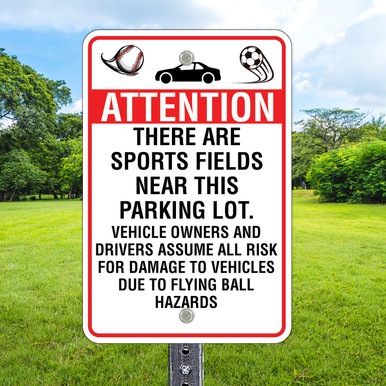 Attention Sports Parking: 12" x 18" Aluminum Sign