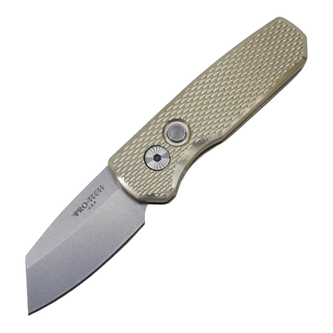Pro-Tech Runt 5 Reverse Tanto, Aluminum Bronze Textured Handle ...