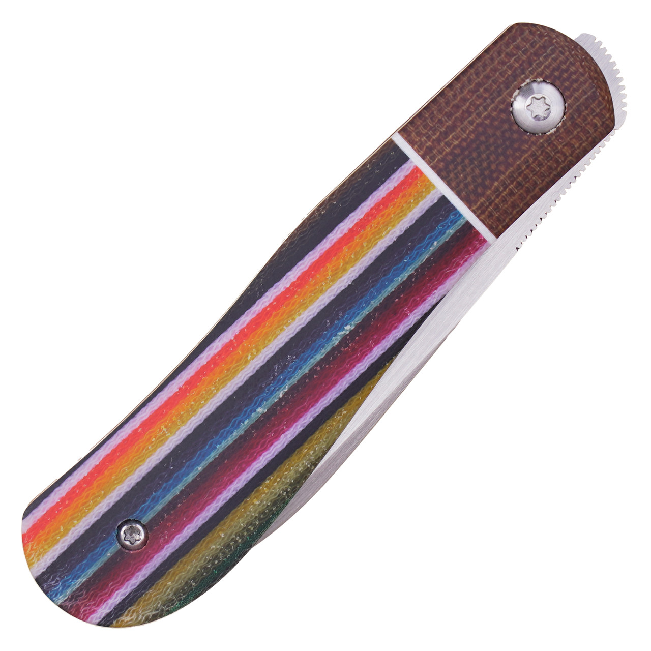 Enrique Peña Custom Front Flipper Dogleg Jack, Mexican Blanket Micarta / Hand Rubbed Satin CPM154