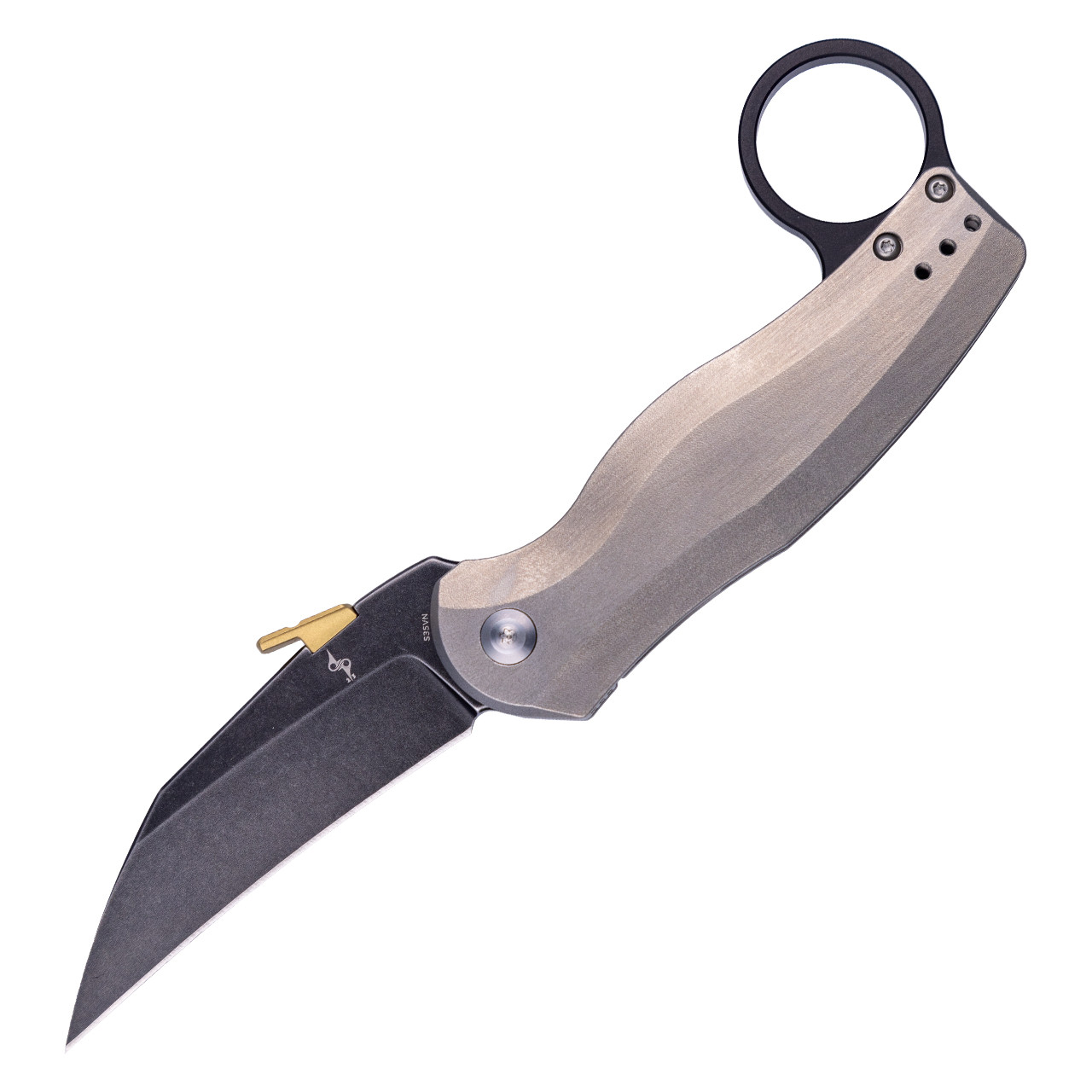 Pinkerton Designs Inversion Frame Lock Orange Peel Titanium / Black PVD ...