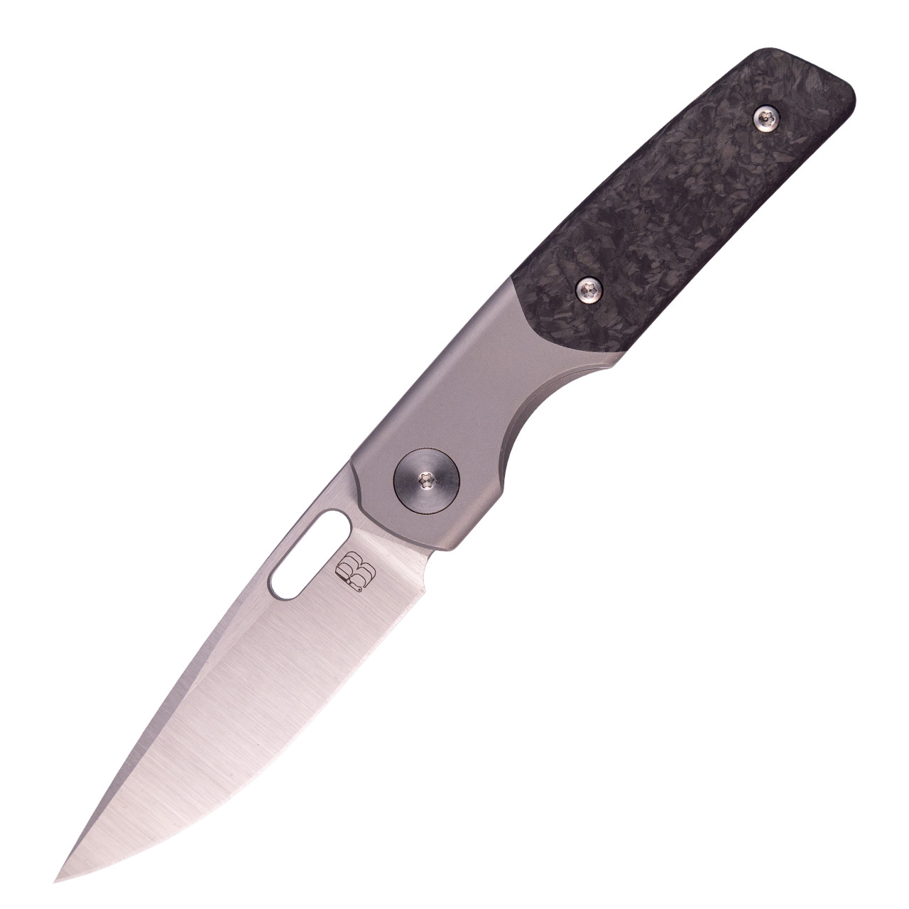 BergBlades Mini Sweeney Marble Carbon Fiber, Bead Blasted Titanium ...