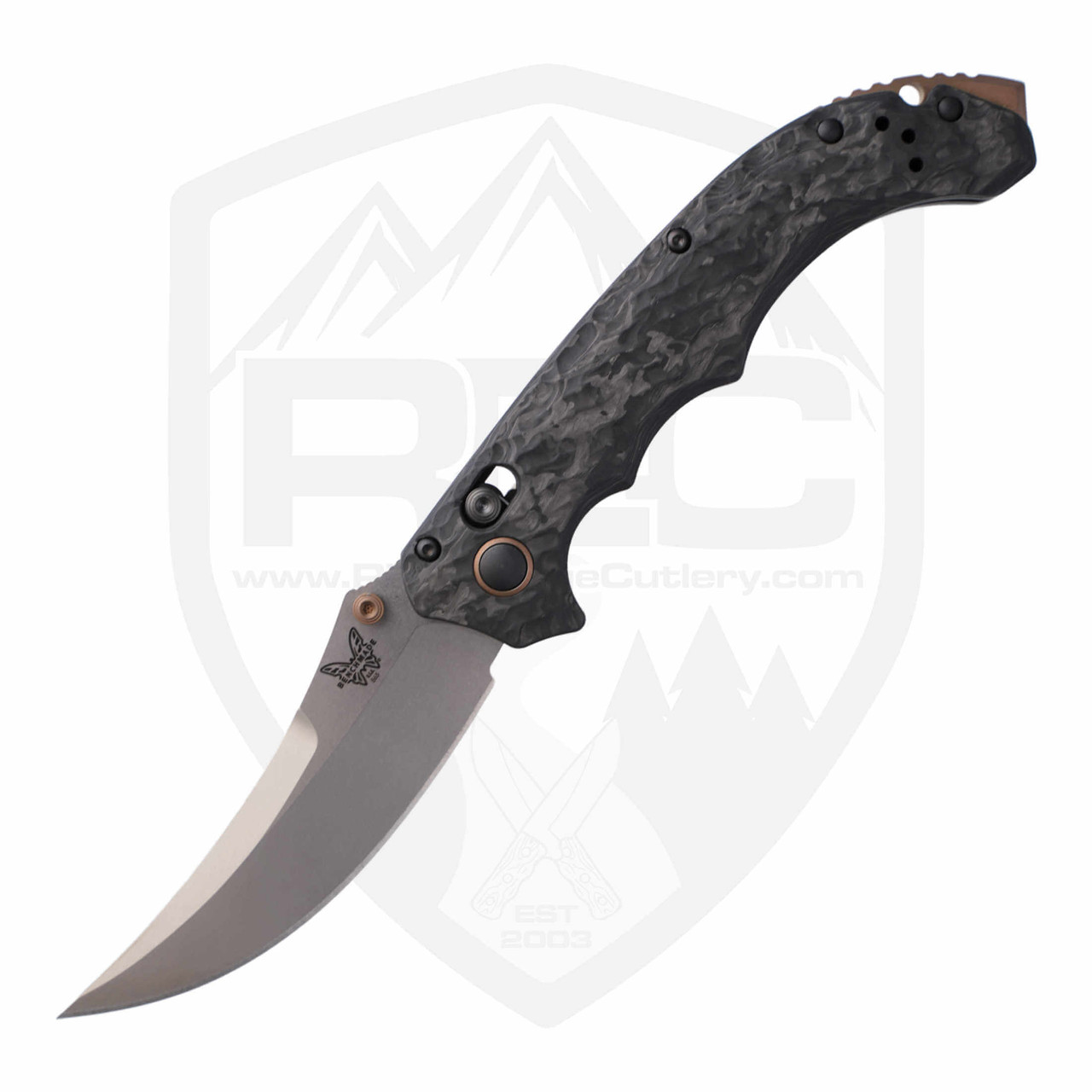 Benchmade Mini Bedlam | Carbon Fiber S90V Scimitar Folder