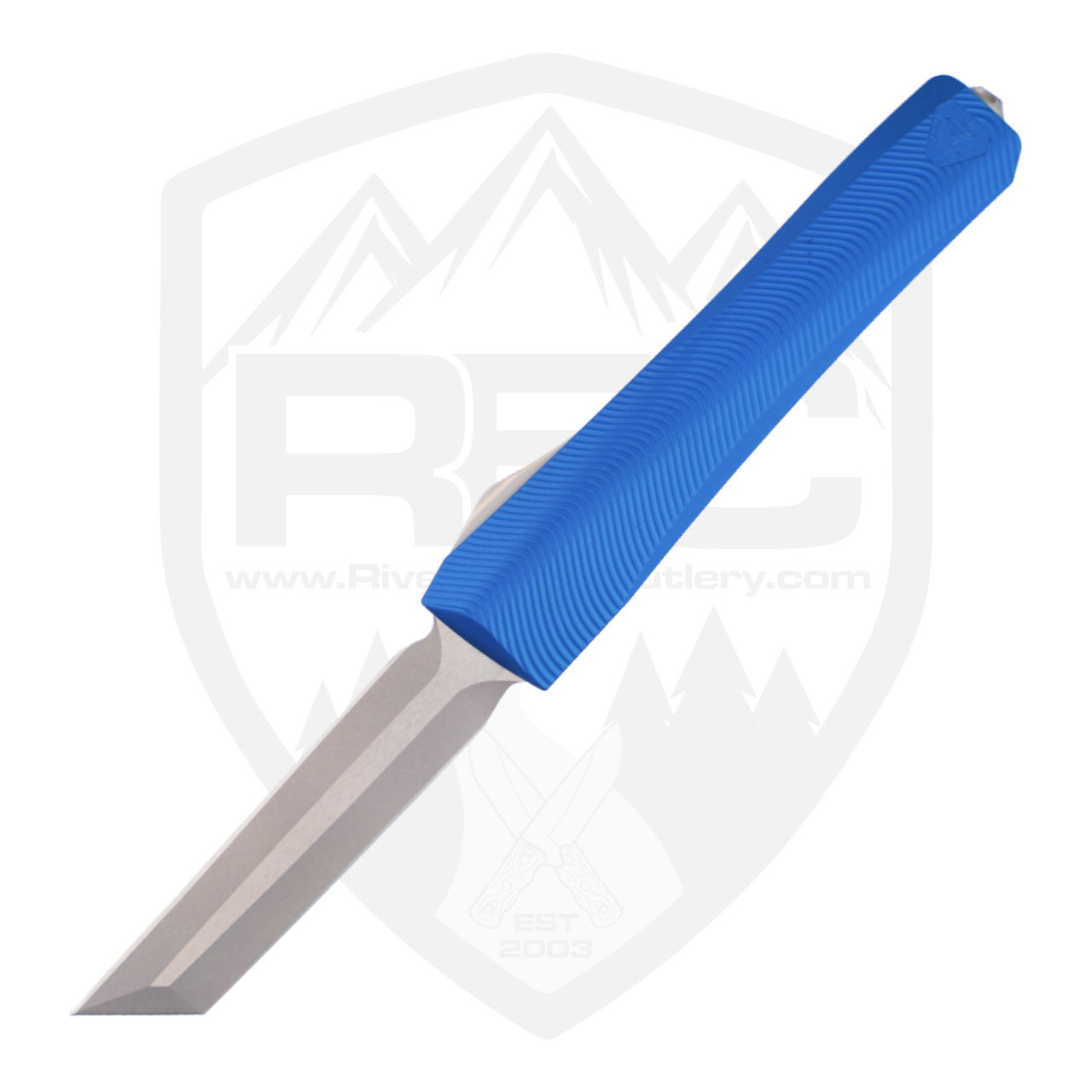 Core Edge USA 0331 OTF Double Edge Tanto Blue Pulsar Milled Aluminum ...