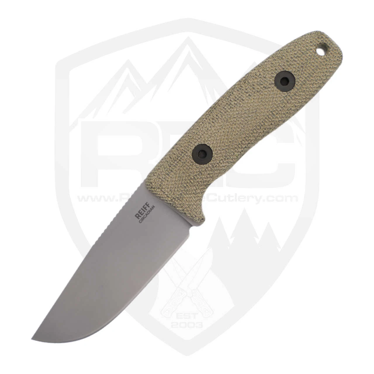 Reiff Circadian Clip Point, Green Canvas Micarta, Stonewash Magnacut ...