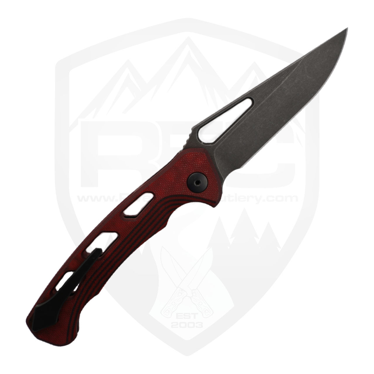 Dead Reckon Knives Ridgeback Modified Clip Point Non-Flipper, Full Red ...