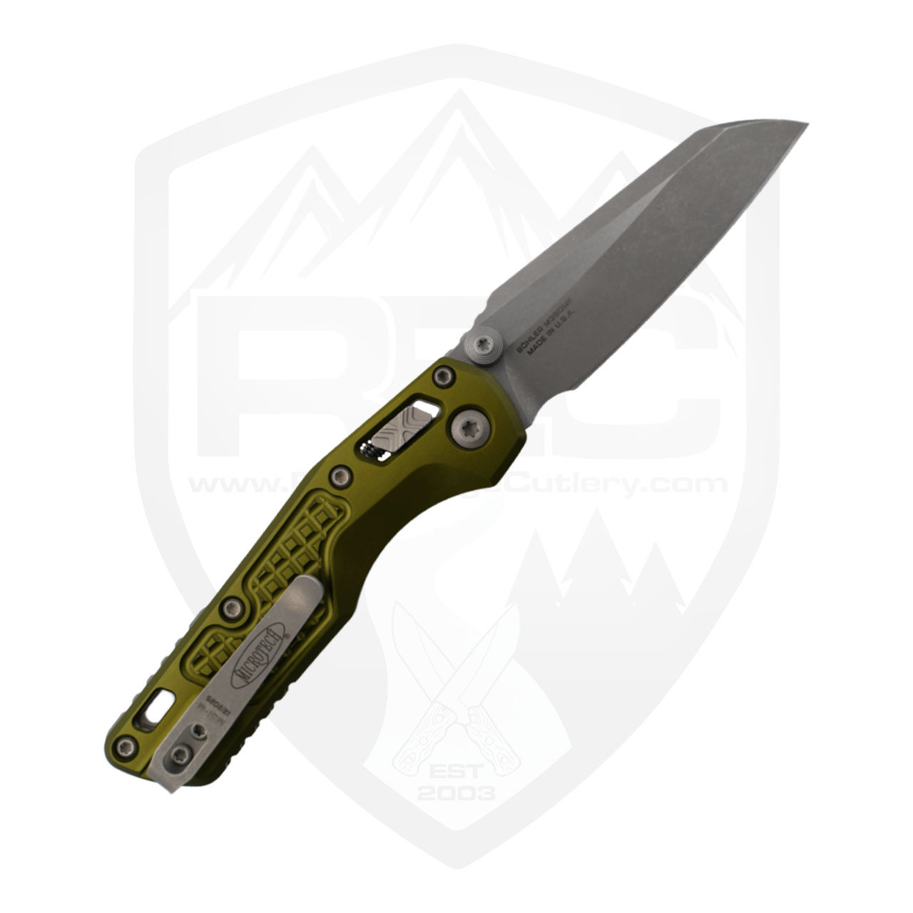 Microtech MSI Mini S/E OD Green Frag Aluminum, Apocalyptic M390MK ...