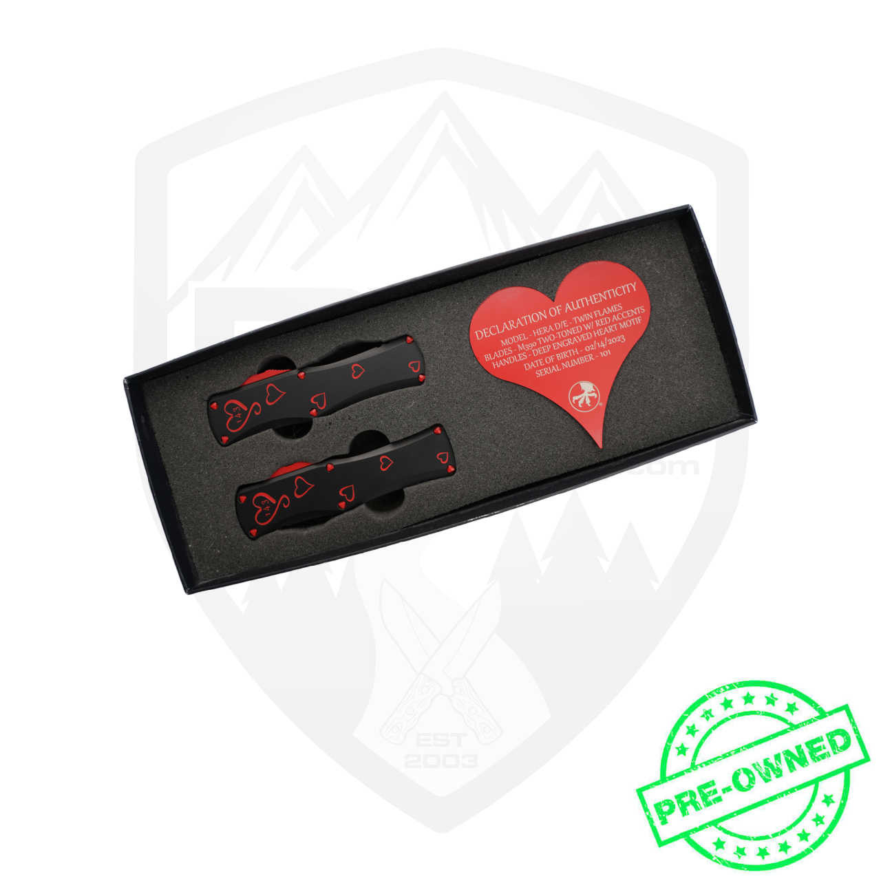 Microtech Twin Flames Hera D/E, set of two, w/ box, Pre-Owned - REC