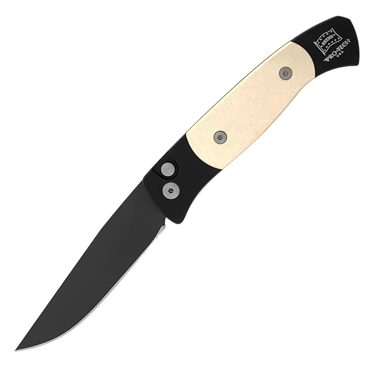 ProTech Small Brend Tuxedo | Black Al & Ivory Micarta Knife