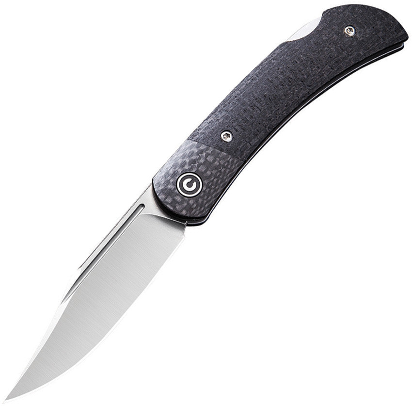 Civivi Rustic Gent, Black Micarta w/ Carbon Fiber Bolster / Satin D2 ...