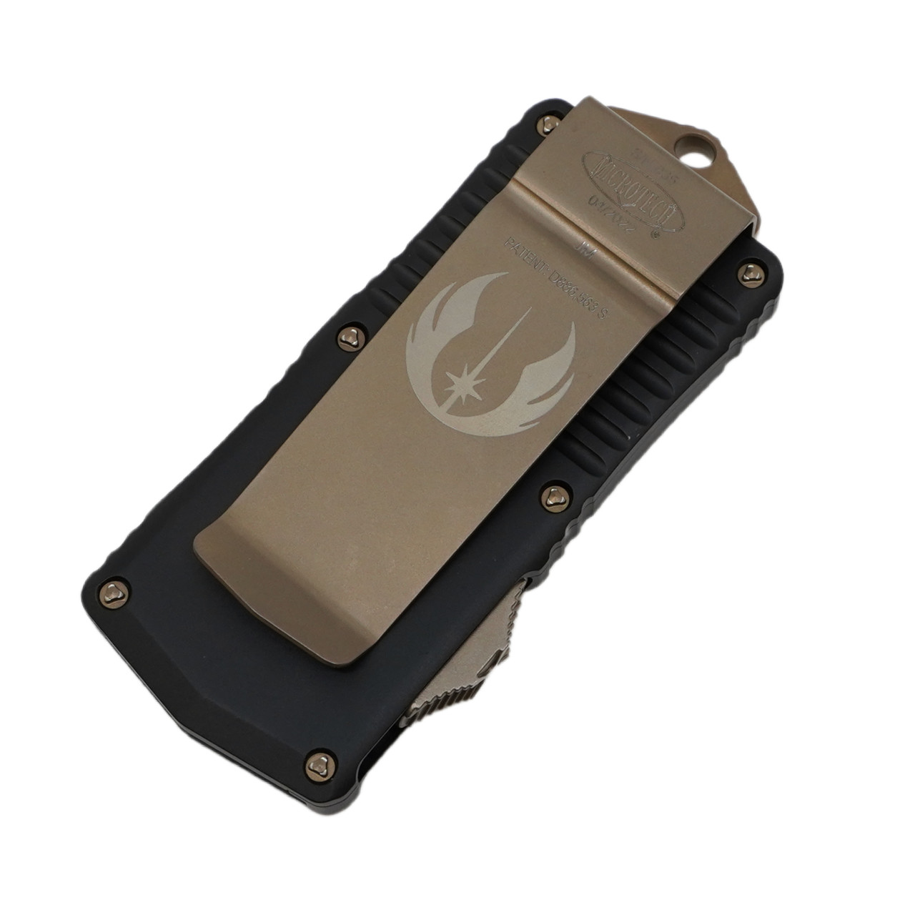 Microtech Exocet Jedi Master Double Edge, Black Aluminum / Green ...