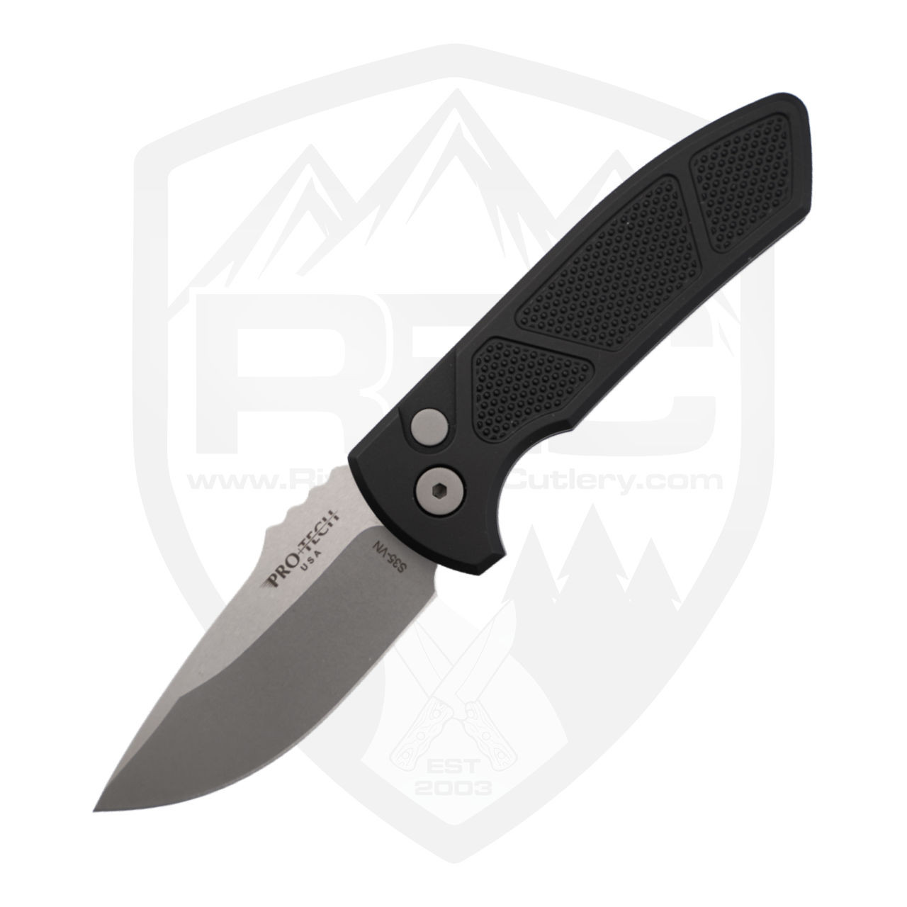 Pro-Tech SBR - Knurled Black Aluminum / Stonewash CPM- S35VN - LG405