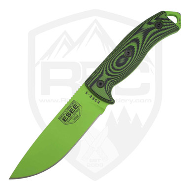 ESEE Model 5 3D Machined Venom Green G10, Venom Green 1095 - 5PV007