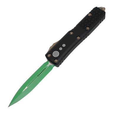 Microtech UTX-85 Jedi Master, Black Aluminum / Green Cerakote M390 ...