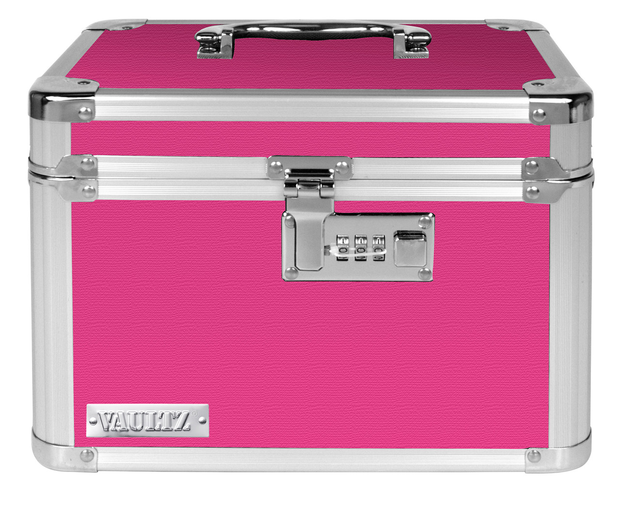 Locking Security Box - Pink - Chrome Steel Corners - Vaultz - VZ00802
