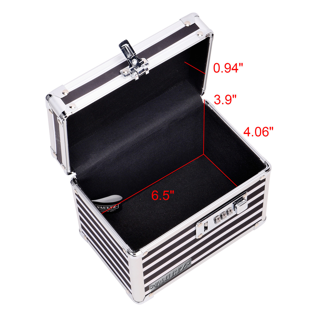 Vaultz Locking Medicine Box with Combination Lock, Black & White Stripe ...
