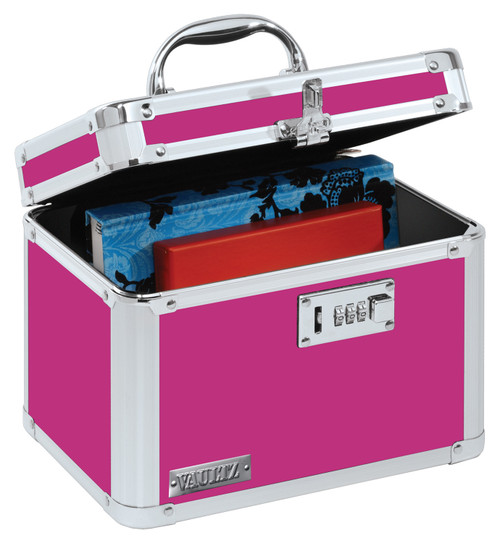 Locking Security Box - Pink - Chrome Steel Corners - Vaultz - VZ00802