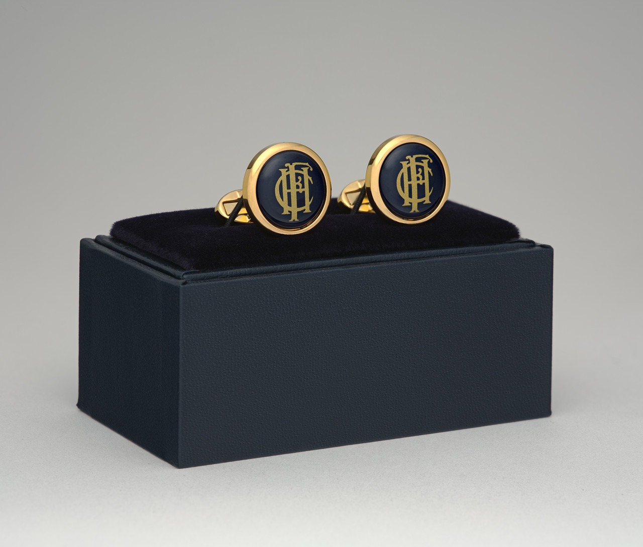 Henry Clay Frick Monogram Cufflinks (navy) - The Frick Collection Shop