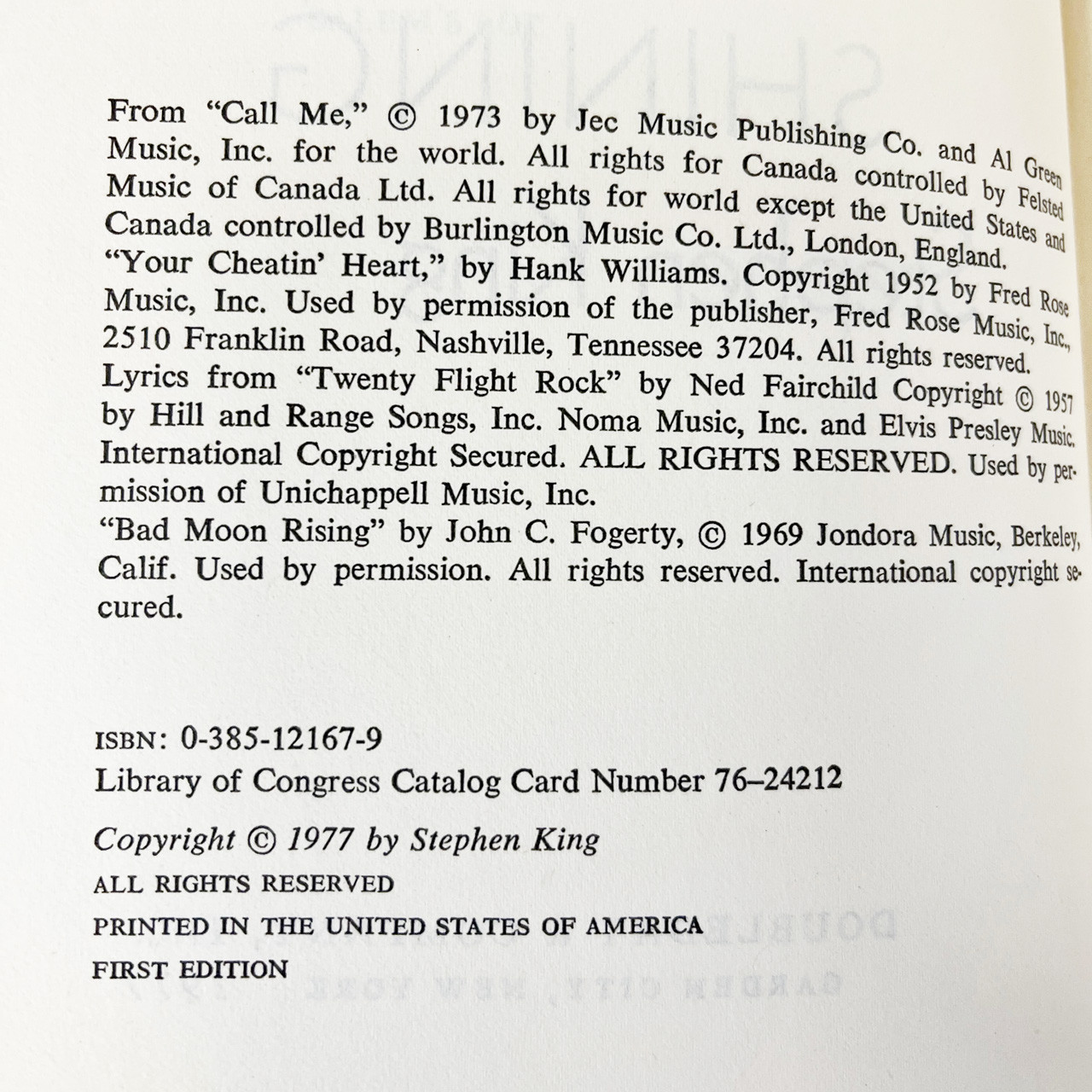 Doubleday 1977, Stephen King "The Shining" First Edition, First ...