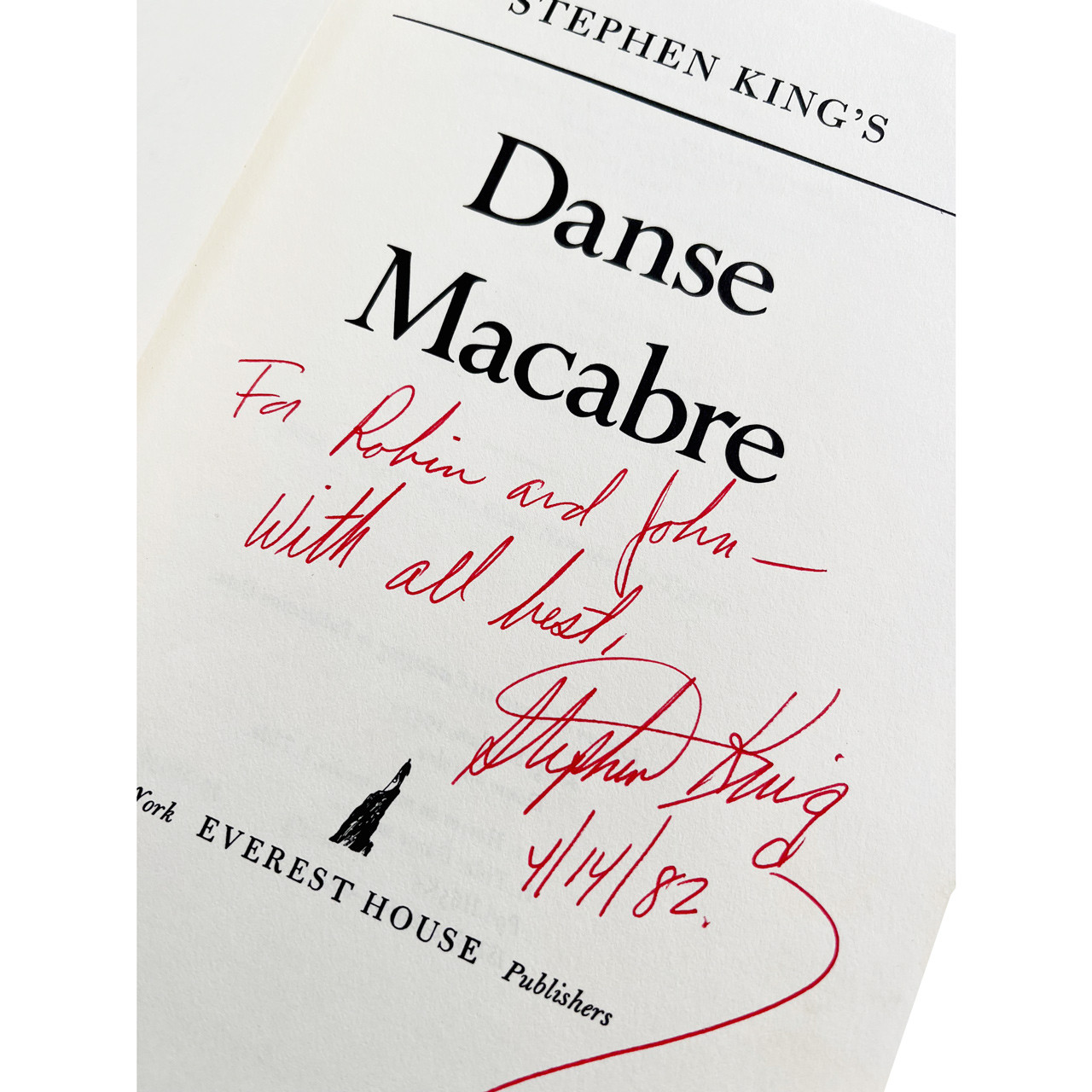 Stephen King "Danse Macabre" Slipcased Signed First Edition, First ...