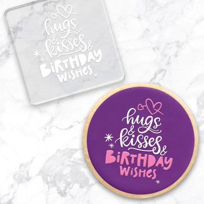 'Hugs & Kisses & Birthday Wishes' | Acrylic Raised Embosser