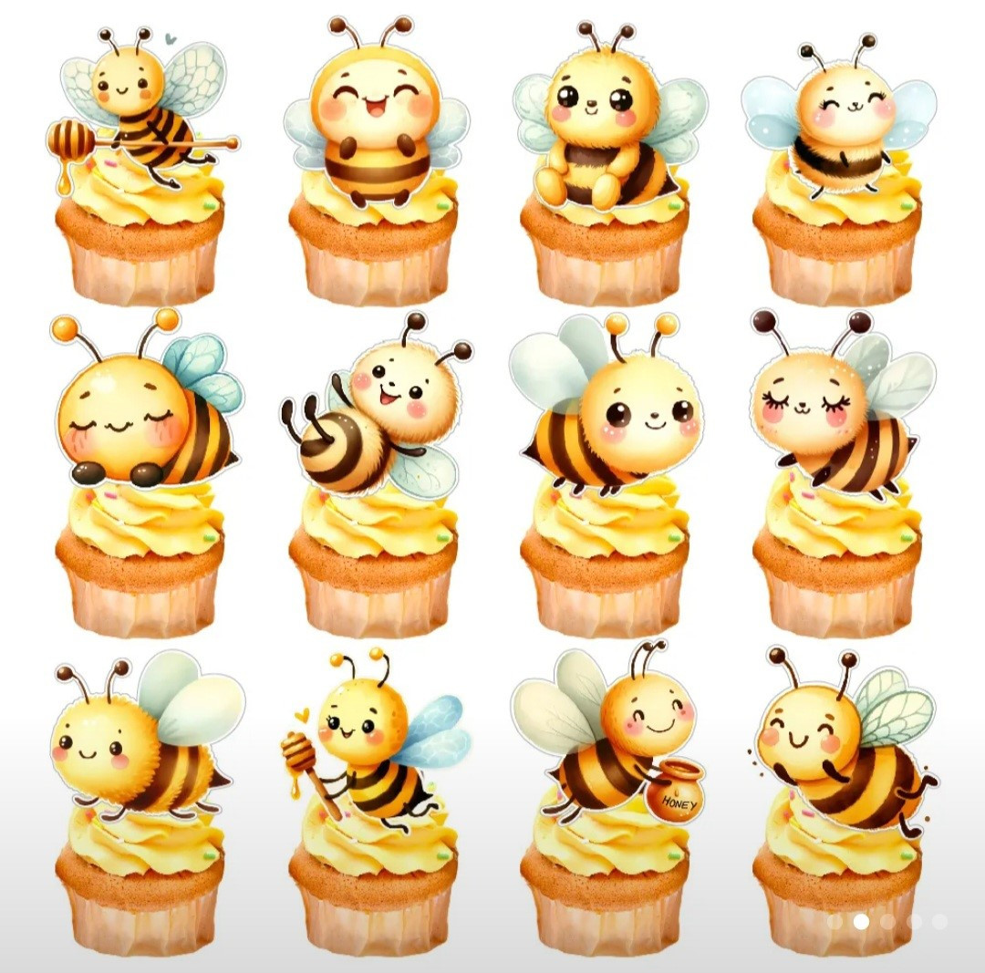 Cute Bees Cupcake Toppers - 12pc - Bake and Deco Warehouse