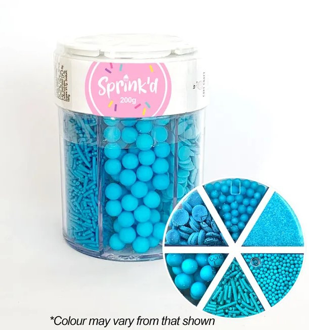 SPRINK'D | 6 CAVITY JAR | BRIGHT BLUE | 200G - Bake and Deco Warehouse