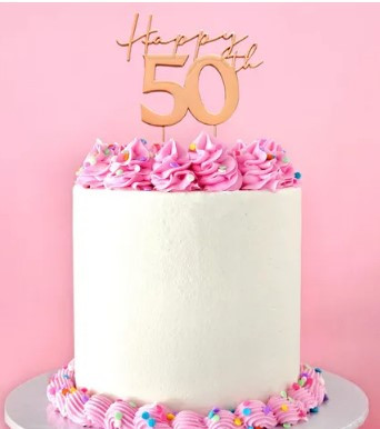 Metal Cake Topper- ( cursive ) Happy 50th - Rose Gold - Bake and Deco ...