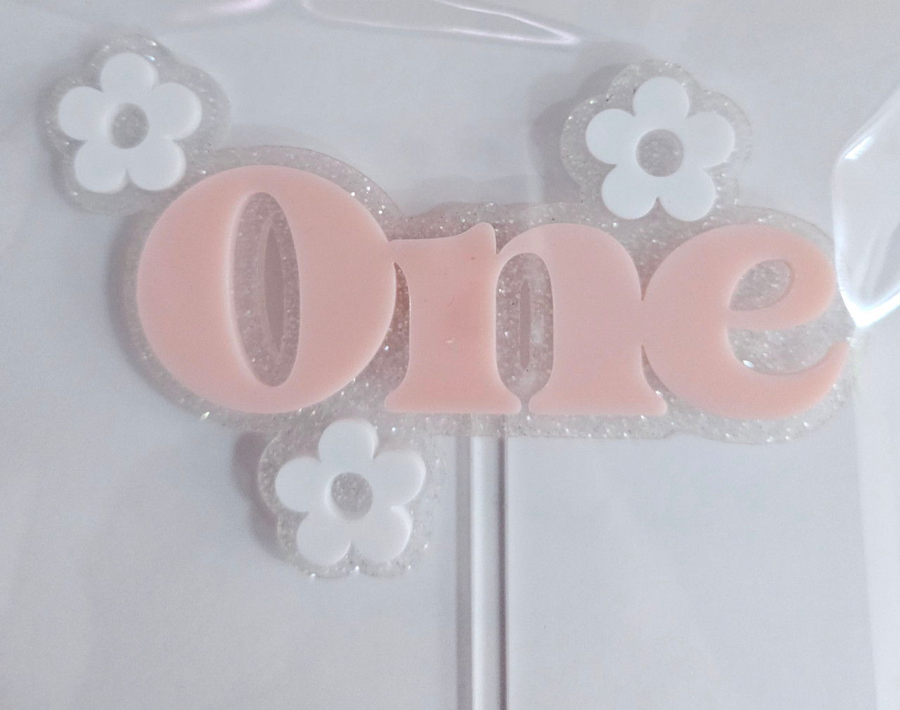Cake Topper - Daisy One - Crystal Glitter & Strawberry - Bake and Deco ...
