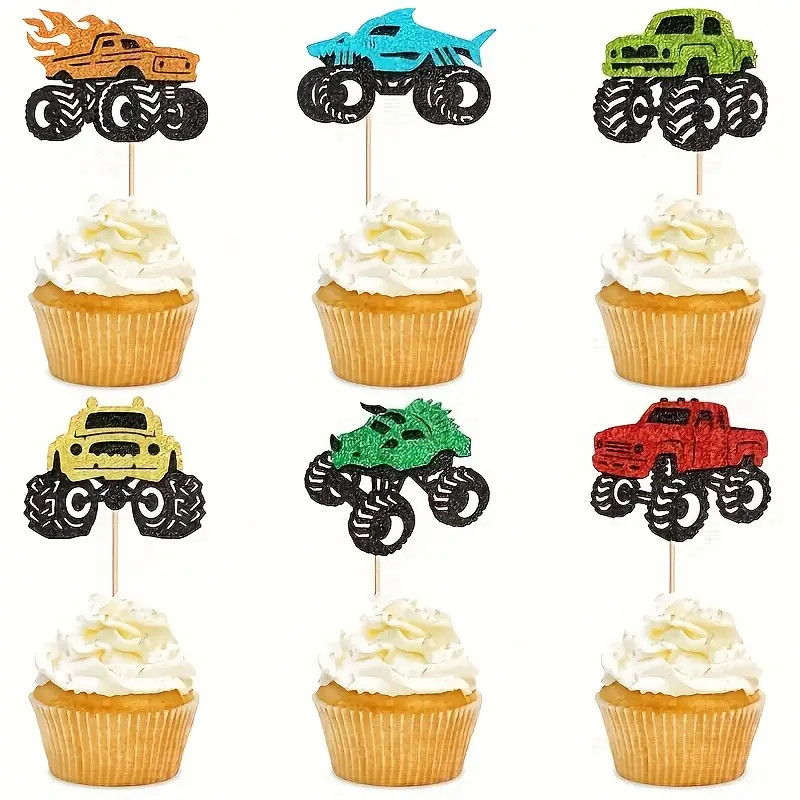 Monster Trucks Cupcake Toppers - 12pc - Bake and Deco Warehouse