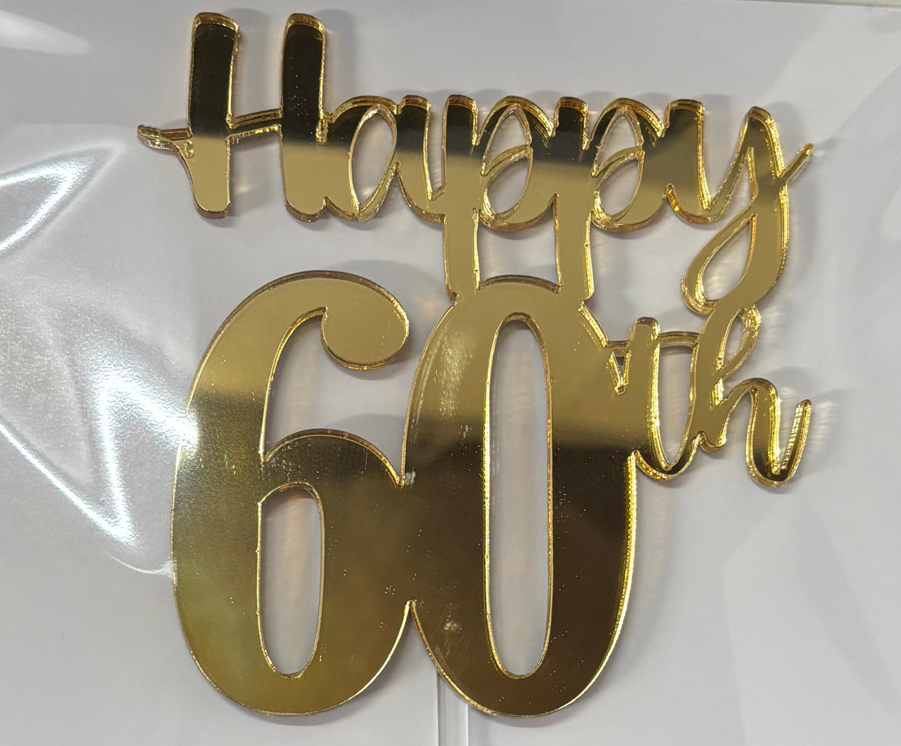 'Happy 60th' Cake Topper | Gold - Bake and Deco Warehouse