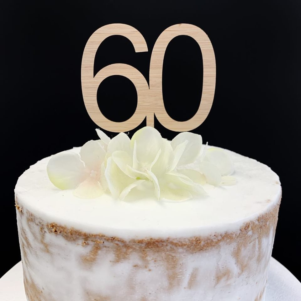Cake Topper '60' 7cm - BAMBOO