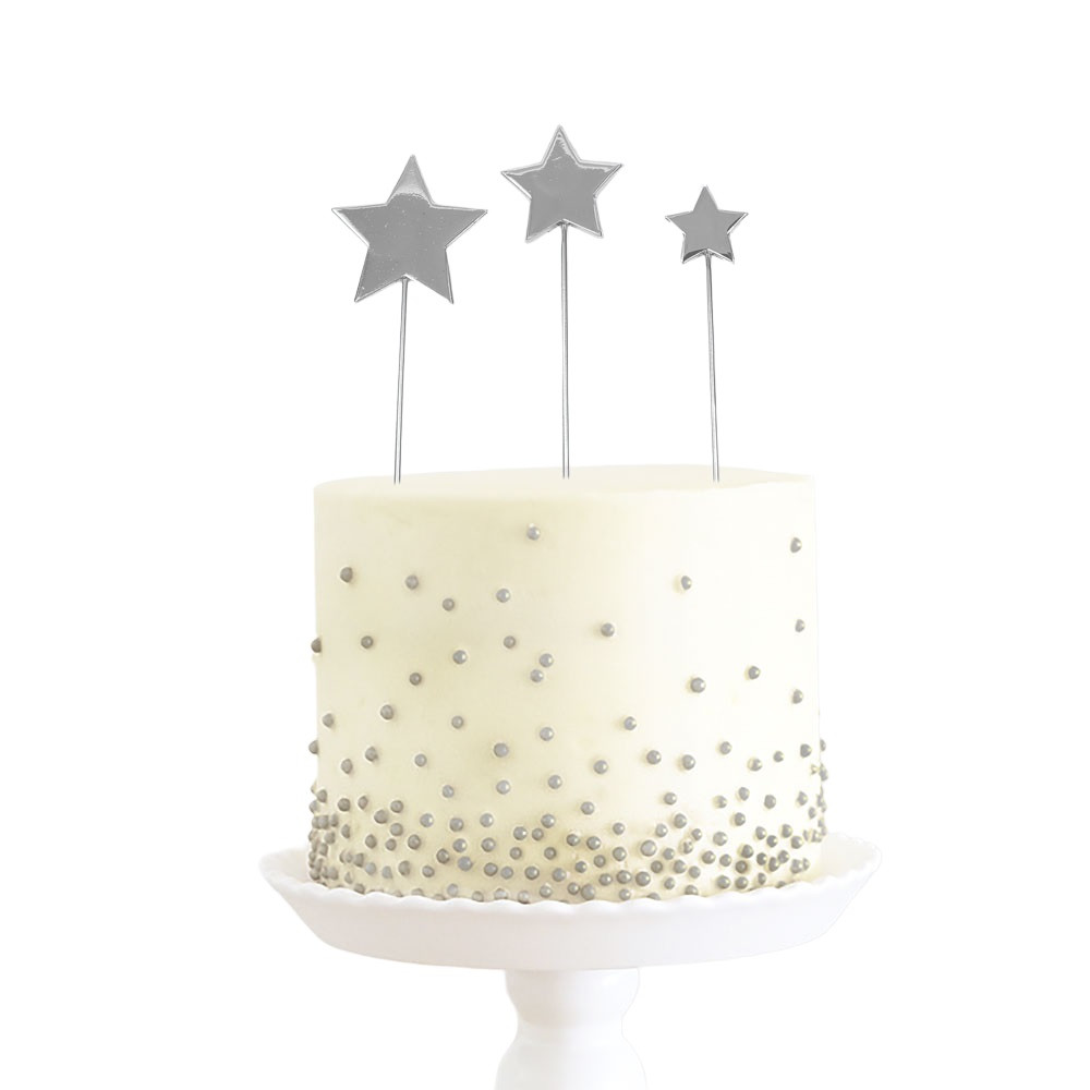 Silver Metal Cake Topper |Stars