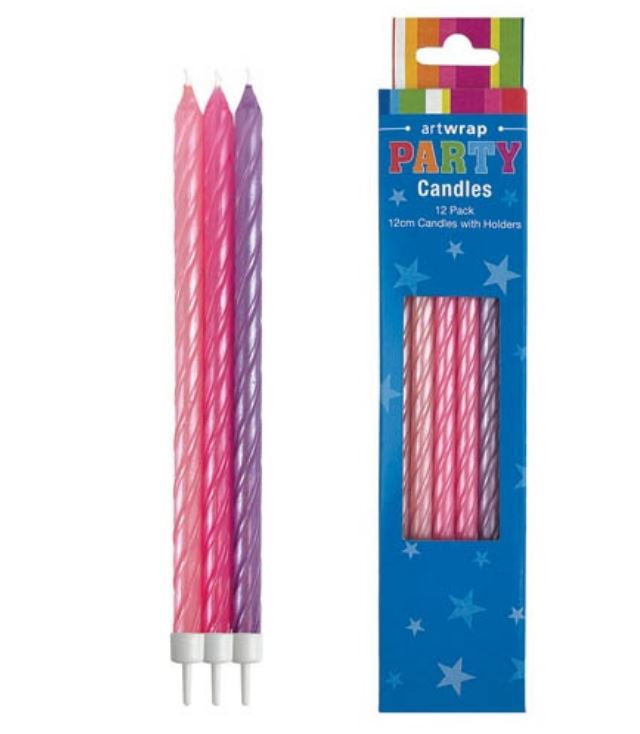 Spiral Pearl Candles | Pink 12pc