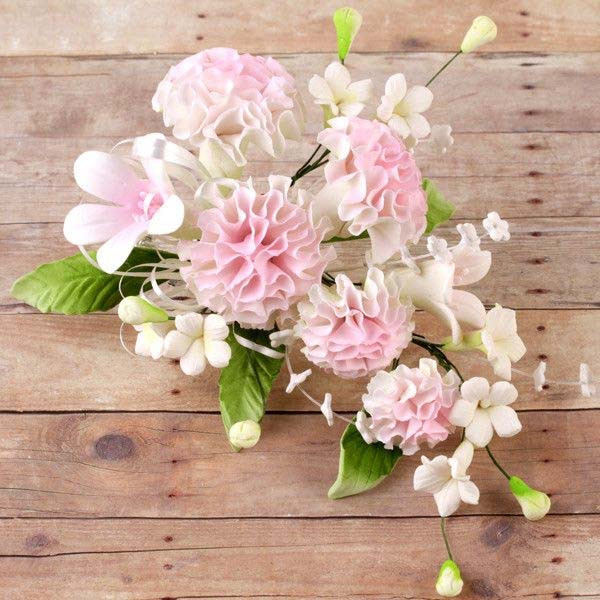 Sugar Decorations - Carnation Flowers Spray Pink