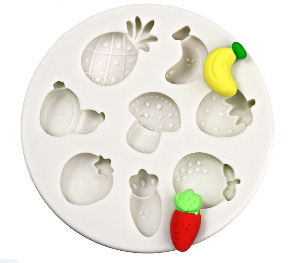 Silicone Mold - Cute Fruit and Veggies 8pc