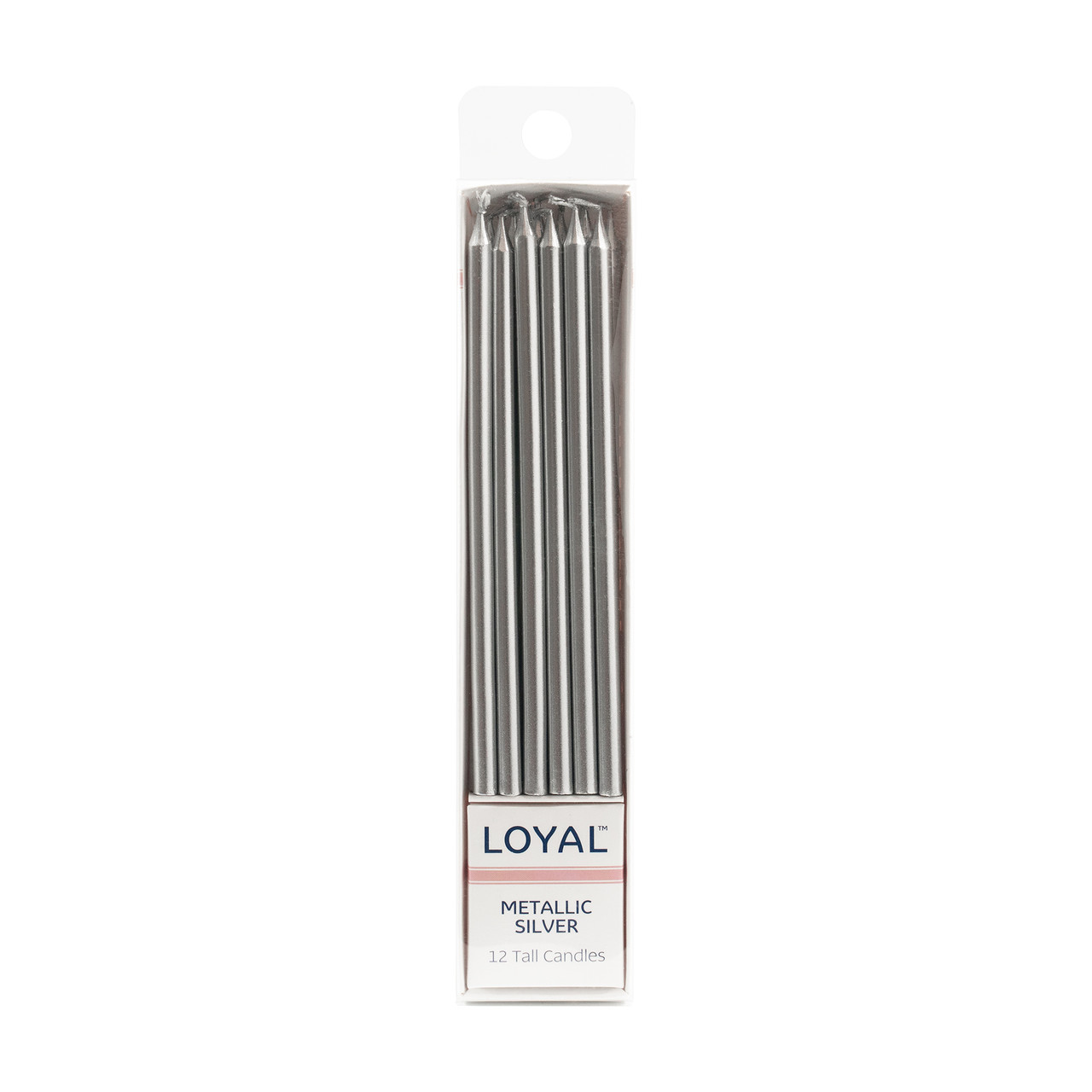 Tall Candles | Metallic Silver | 12pk