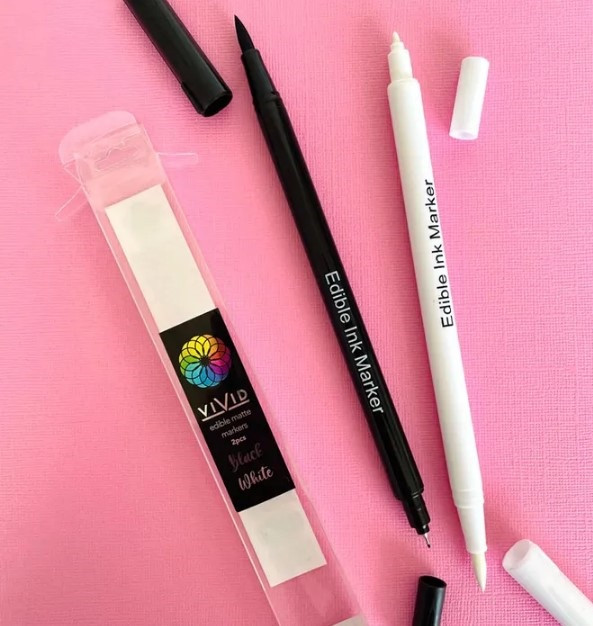 VIVID | EDIBLE MATTE MARKERS | WHITE & BLACK | 2PK