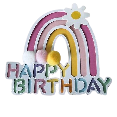 Pastel Rainbow Happy Birthday Topper - Bake and Deco Warehouse