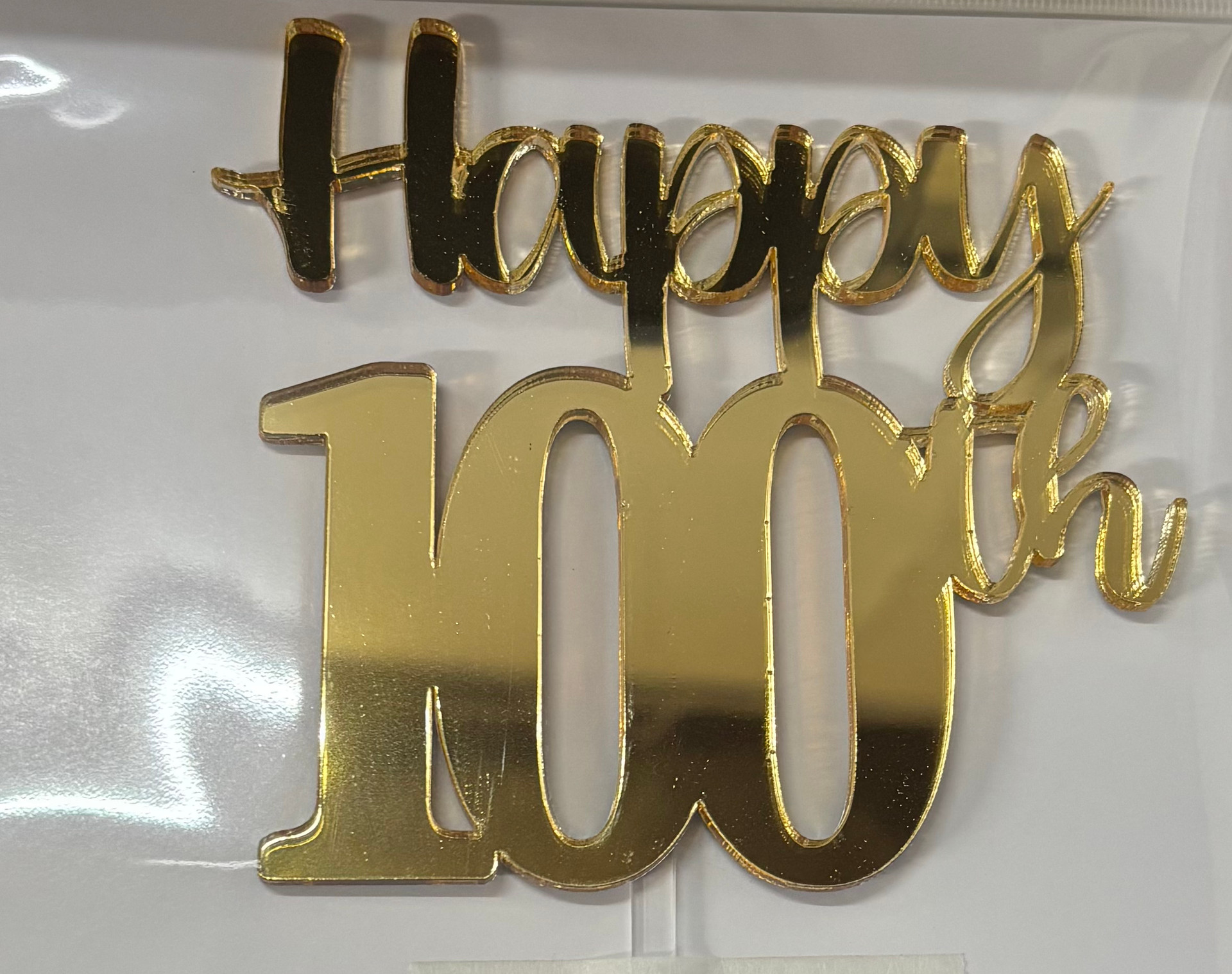 'Happy 100th' Cake Topper | Gold - Bake and Deco Warehouse