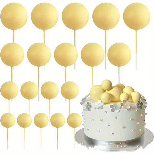 Pastel Yellow Cake Topper Balls - 9pc - Bake and Deco Warehouse