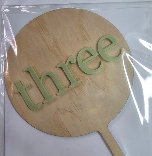 Cake Topper- Bamboo Paddle - Three -Green - Bake and Deco Warehouse